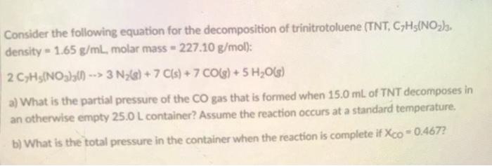 Solved Consider the following equation for the decomposition | Chegg.com