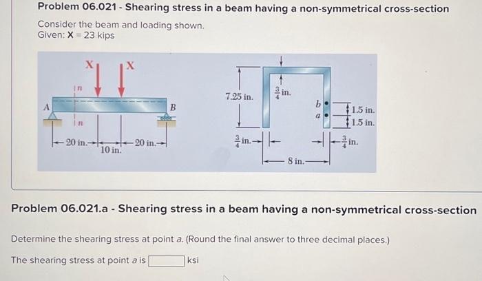 Solved Problem 06.021 - Shearing stress in a beam having a | Chegg.com