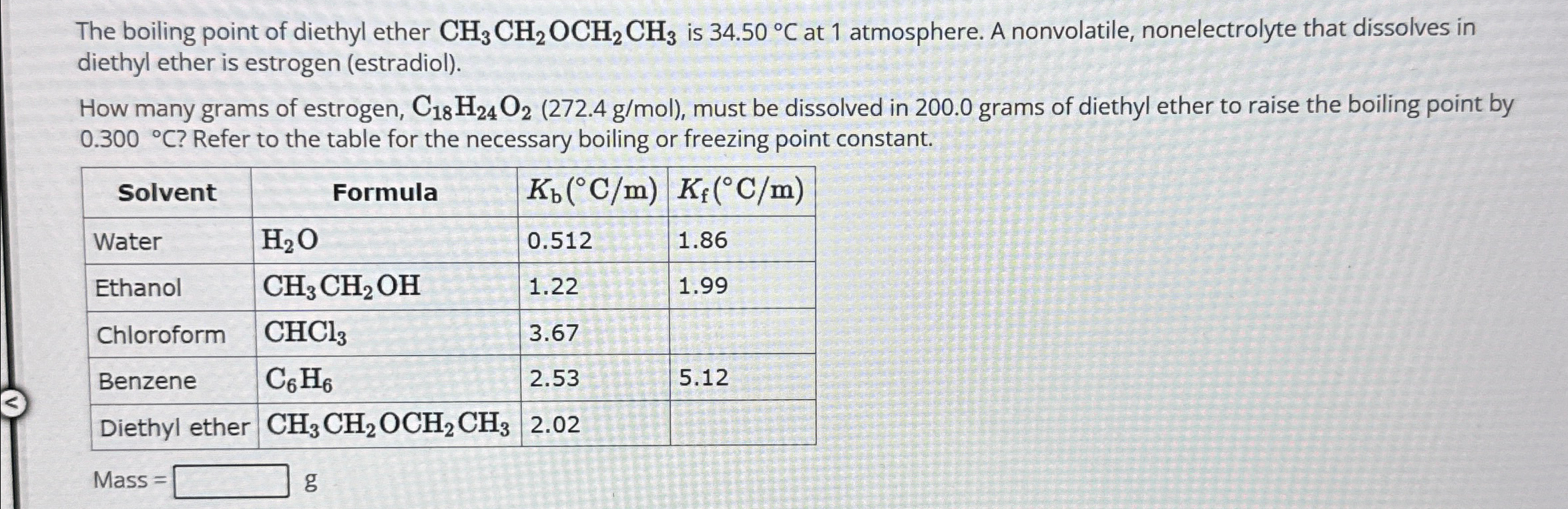 Solved The boiling point of diethyl ether CH3CH2OCH2CH3 ﻿is | Chegg.com