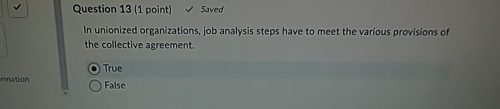 Solved Question 13 (1 ﻿point) ﻿SavedIn unionized | Chegg.com