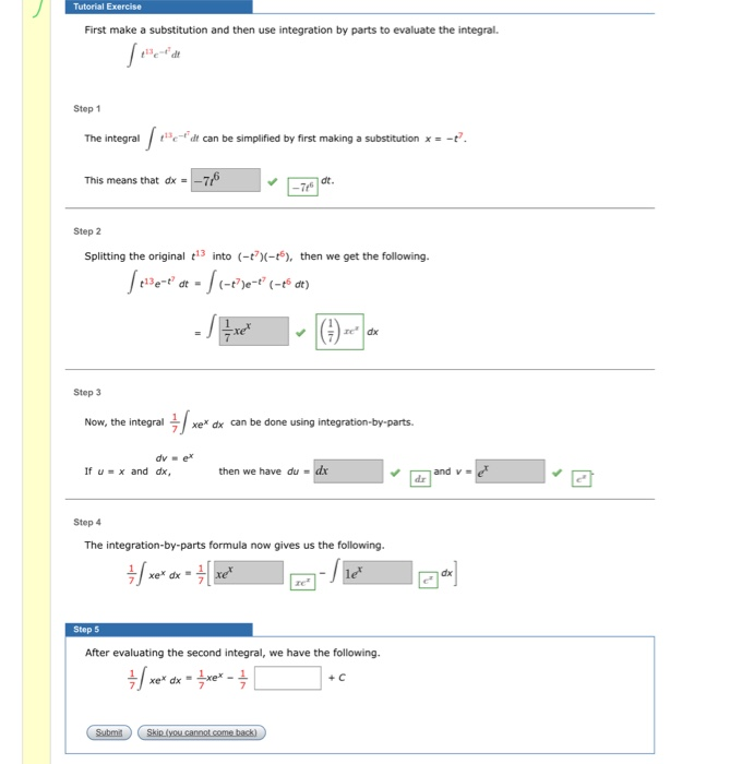 Solved Tutorial Exercise First make a substitution and then | Chegg.com