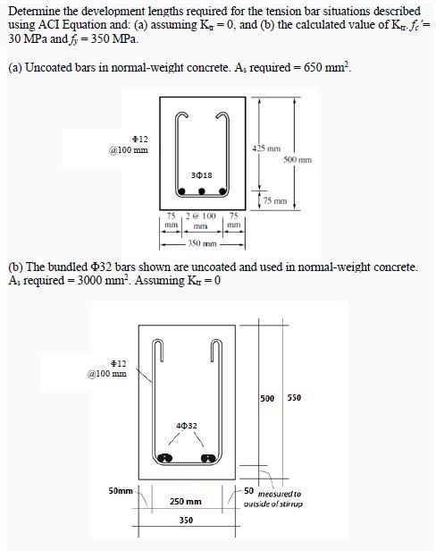 Solved Determine the development lengths required for the | Chegg.com