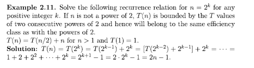Solved Example 2.11. ﻿Solve the following recurrence | Chegg.com