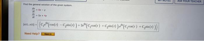 Solved Find the general solution of the given system. | Chegg.com
