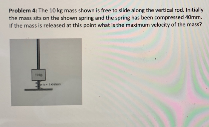 Solved Problem 4: The 10 kg mass shown is free to slide | Chegg.com