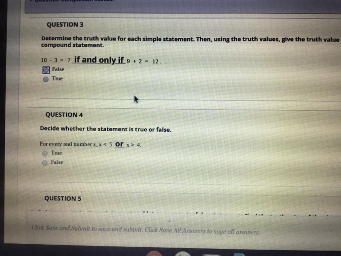 Solved QUESTION 3 Determine the truth value for each simple | Chegg.com