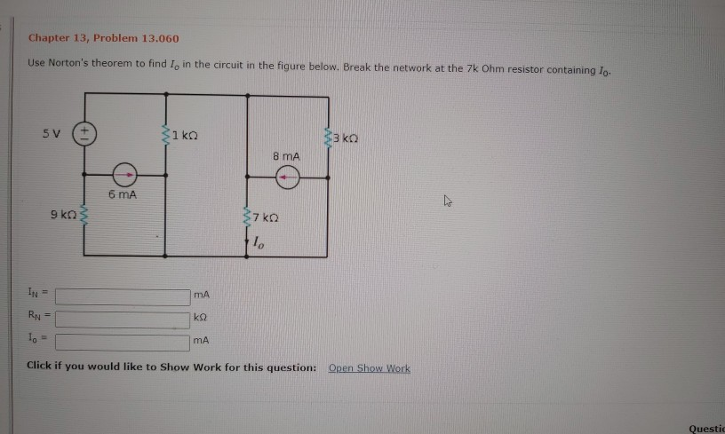Solved Chapter 13, Problem 13.060 Use Norton's theorem to | Chegg.com