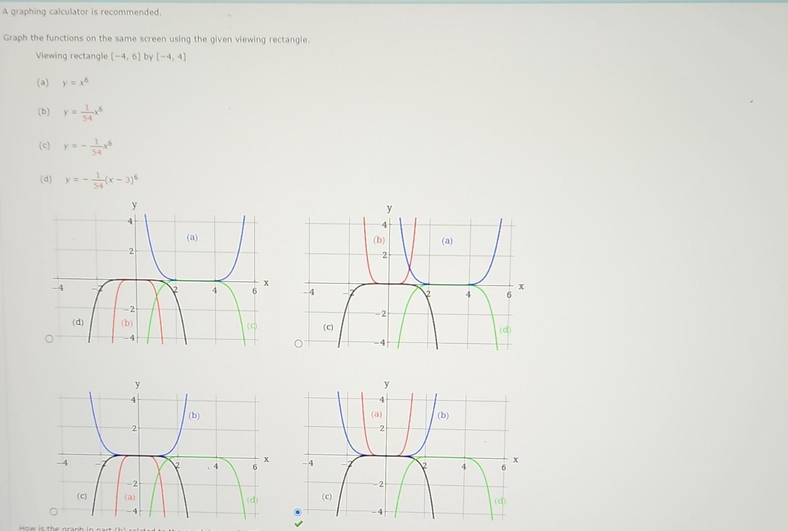 Solved Graph The Functions On The Same Screen Using The