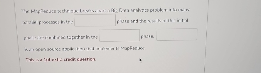 Solved The MapReduce technique breaks apart a Big Data | Chegg.com