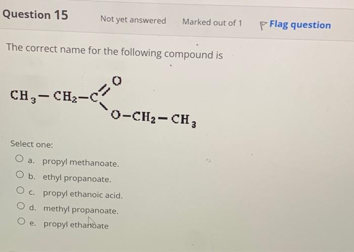 Solved The correct name for the following compound is Select | Chegg.com