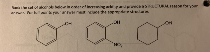 Solved Rank the set of alcohols below in order of increasing | Chegg.com