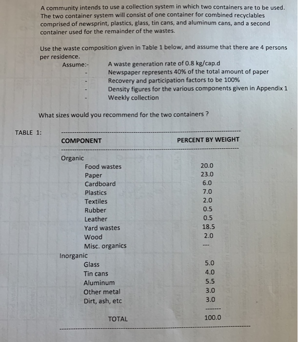 Solved A community intends to use a collection system in | Chegg.com