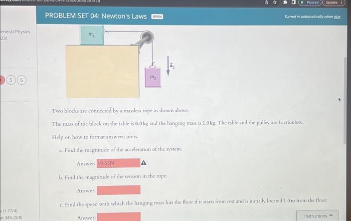 Solved PROBLEM SET 04: Newton's Laws Two blocks are | Chegg.com