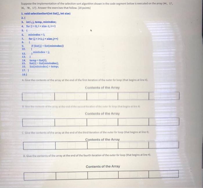 Solved Suppose the implementation of the selection sort | Chegg.com