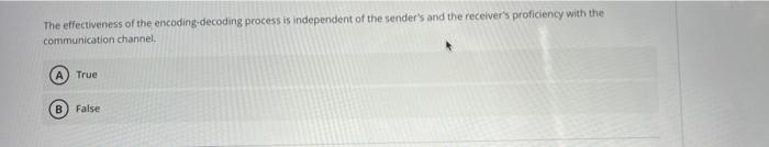 Solved The effectiveness of the encoding-decoding process is | Chegg.com