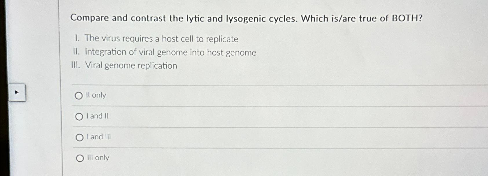 Solved Compare and contrast the lytic and lysogenic cycles. | Chegg.com