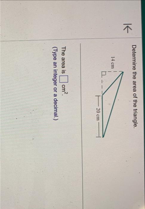 Solved Determine the area of the triangle. The area is cm2. | Chegg.com