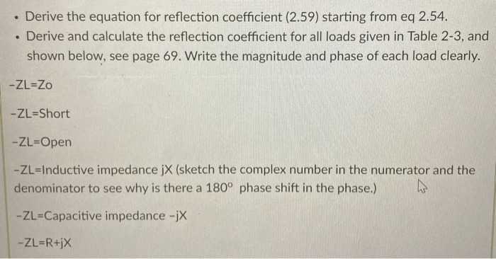 Solved derive the reflection coefficient 2.59 starting from | Chegg.com