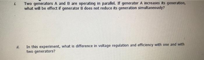 Solved 1. Two generators A and B are operating in parallel. | Chegg.com