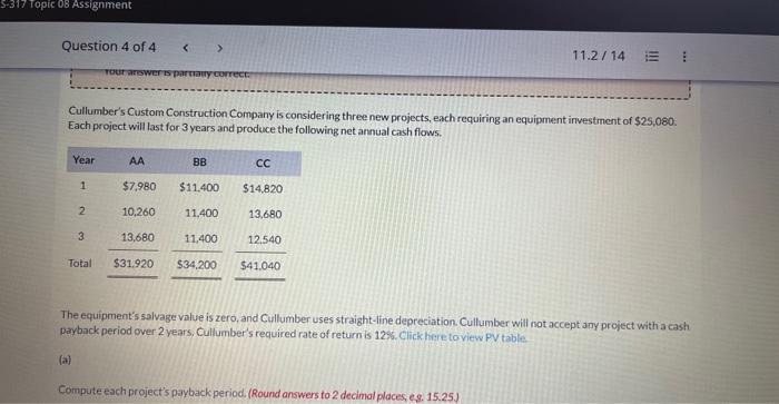 Solved Cullumber's Custom Construction Company is | Chegg.com
