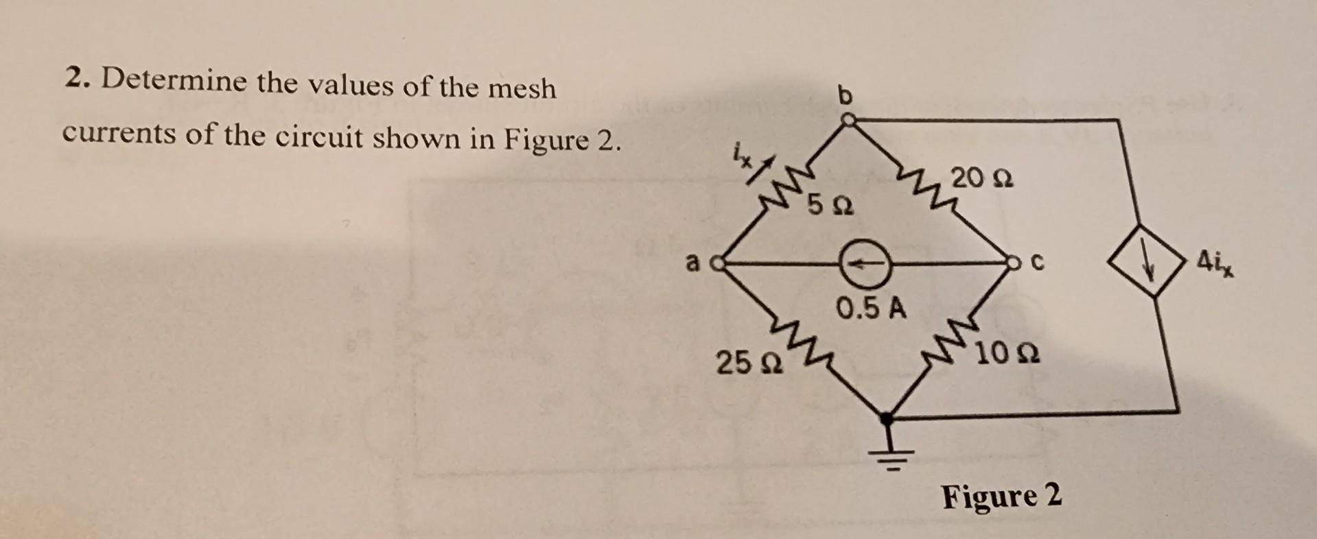 Solved 2. Determine the values of the mesh currents of the | Chegg.com