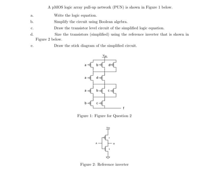 Solved b. A pMOS logic array pull-up network (PUN) is shown | Chegg.com
