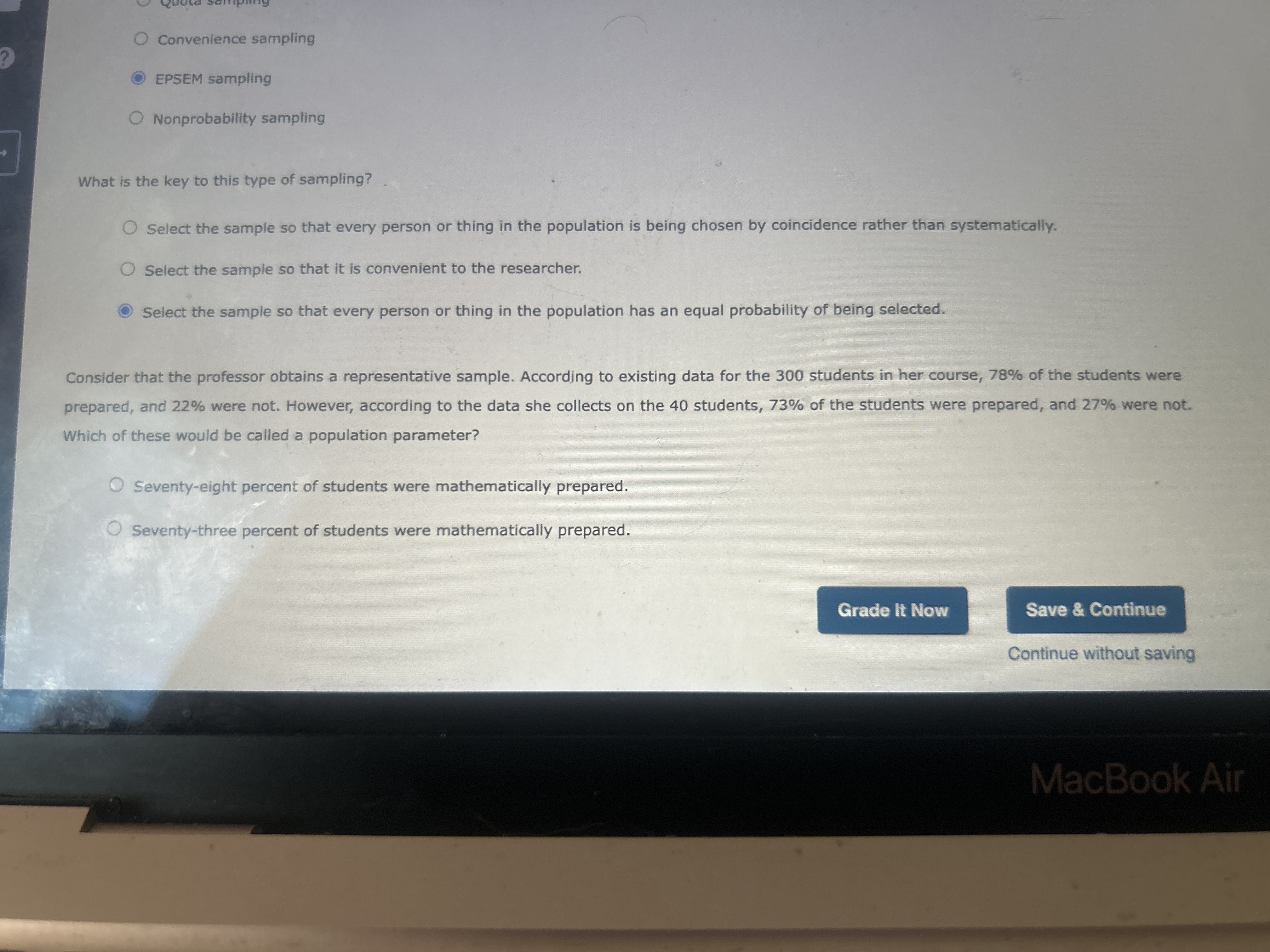 Solved Convenience samplingEPSEM samplingNonprobability | Chegg.com