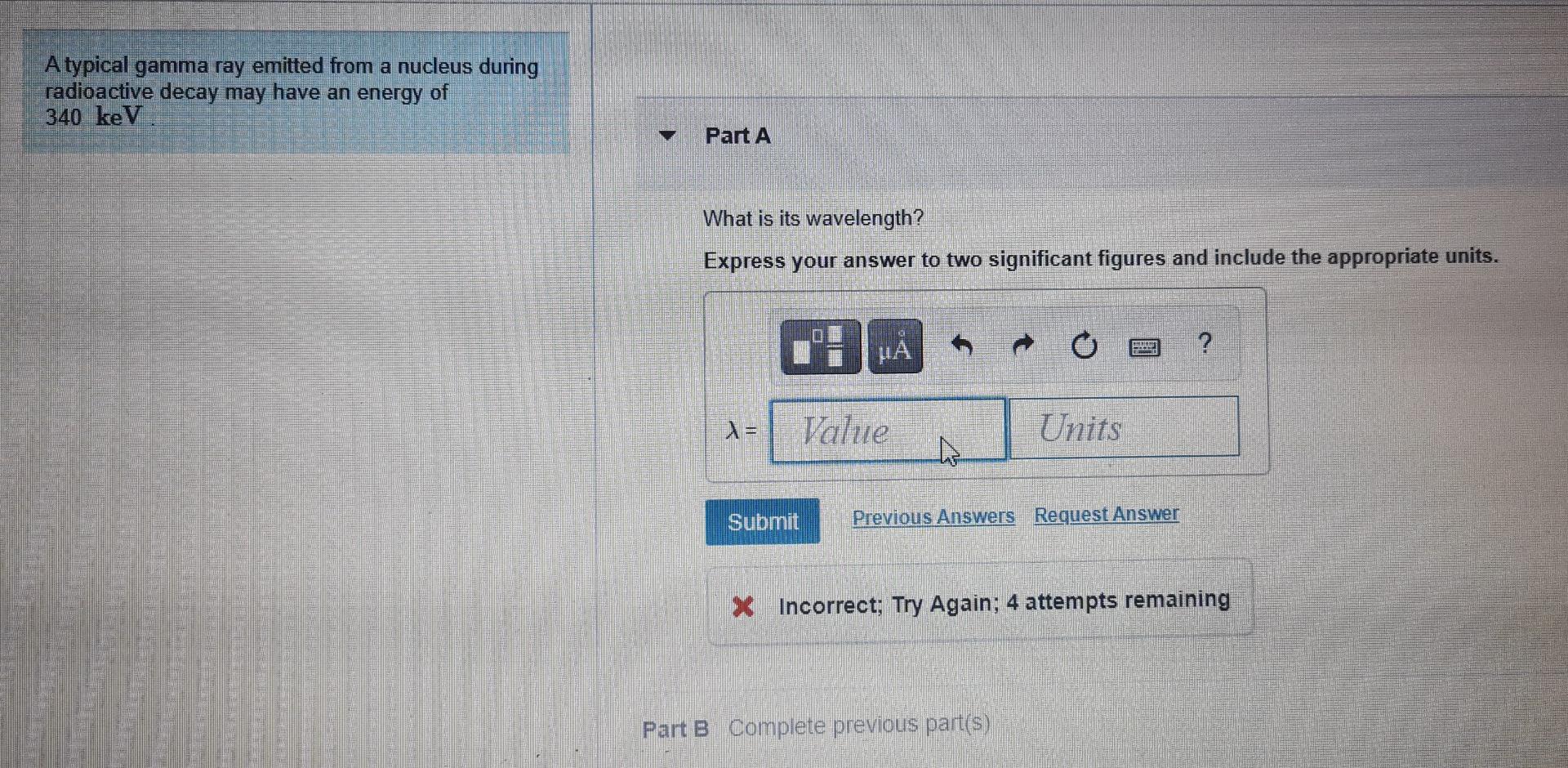 Solved A typical gamma ray emitted from a nucleus during | Chegg.com