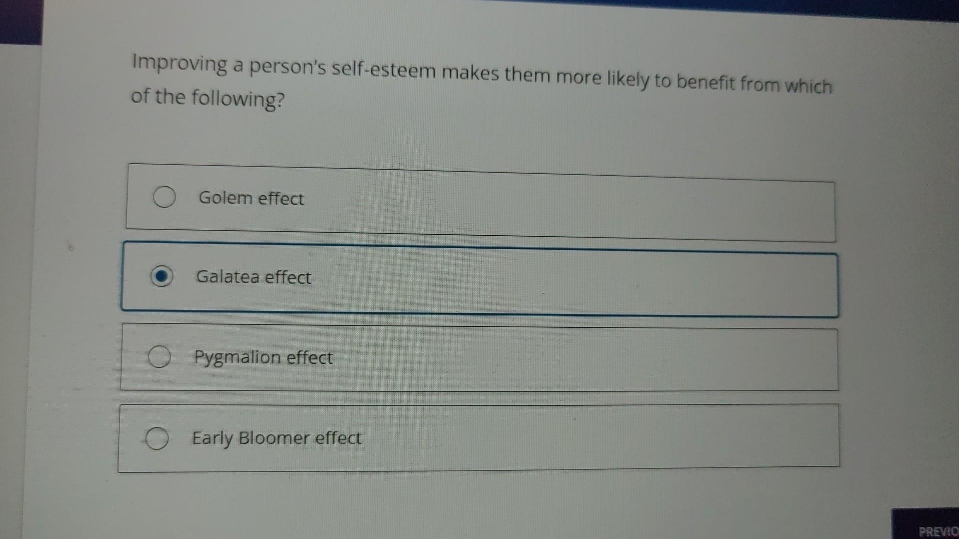 Solved Improving a person's self-esteem makes them more | Chegg.com