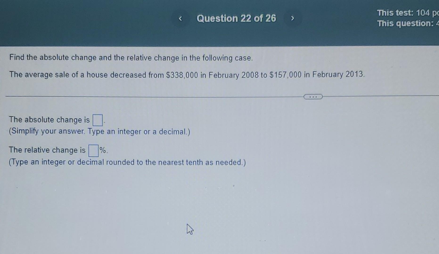 Solved Find the absolute change and the relative change in | Chegg.com