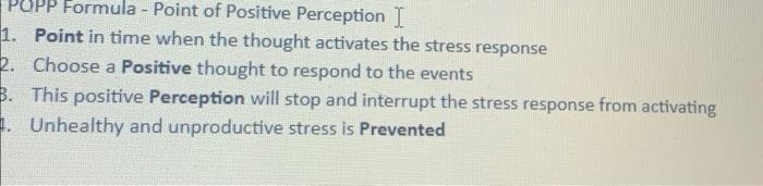 Solved POPP Formula - Point of Positive Perception I 1. | Chegg.com