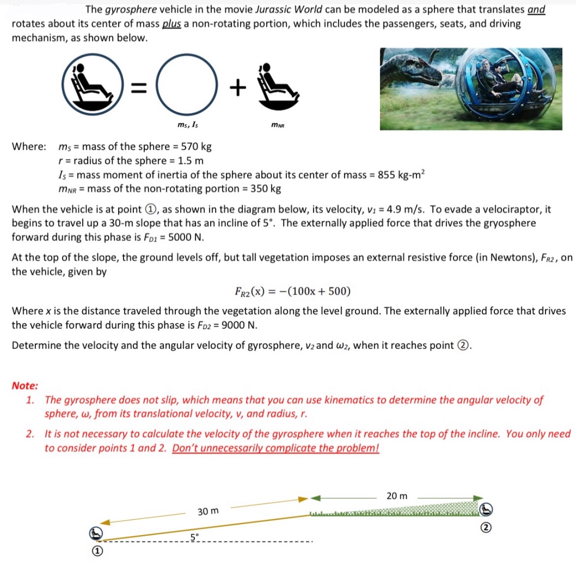Solved The gyrosphere vehicle in the movie Jurassic World | Chegg.com
