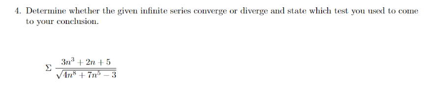 Solved Determine whether the given infinite series converge | Chegg.com