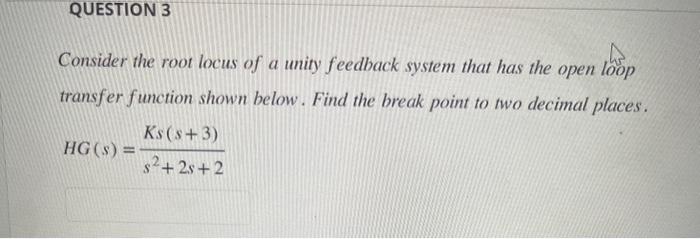 Solved Consider the root locus of a unity feedback system | Chegg.com