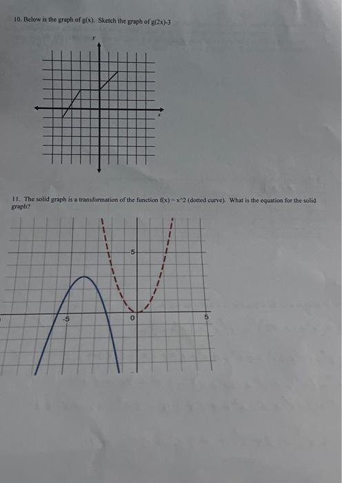 Solved 10. Below is the graph of g(x). Sketch the graph of | Chegg.com