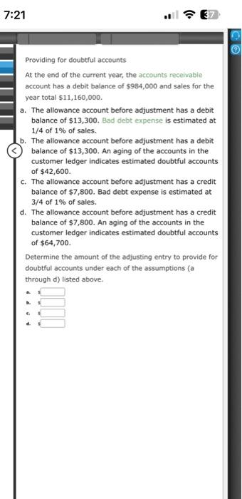 Solved Providing for doubtful accounts At the end of the | Chegg.com