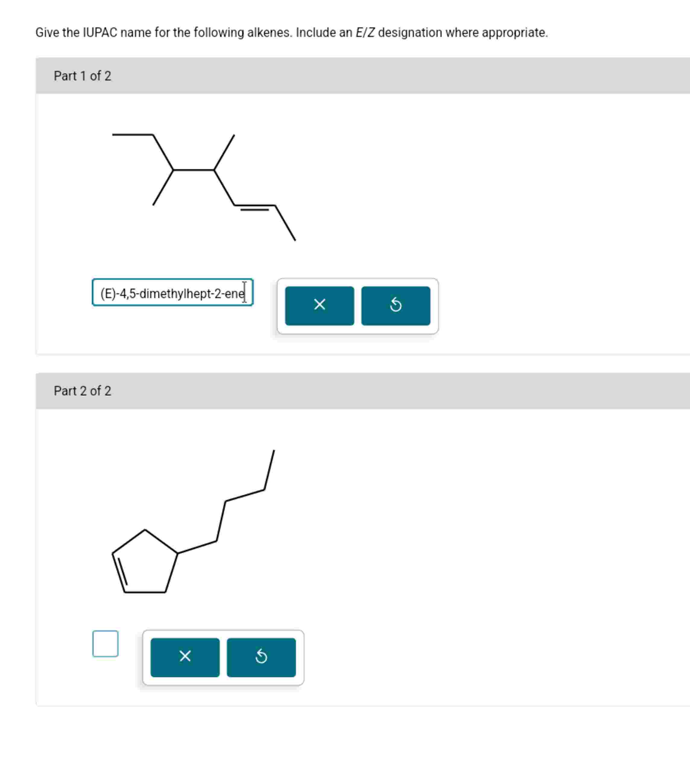 Solved Give the IUPAC name for the following alkenes. | Chegg.com