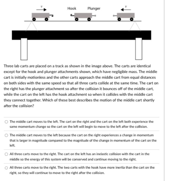 Solved Three lab carts are placed on a track as shown in the | Chegg.com