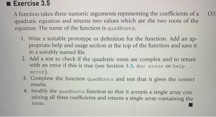 03. Exercise 3.5 A function takes three numeric | Chegg.com