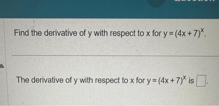 Find the derivative of y with respect to x for | Chegg.com