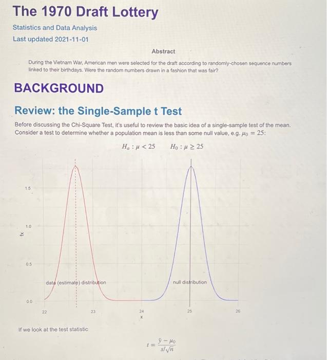 The 1970 Draft Lottery Statistics and Data Analysis | Chegg.com