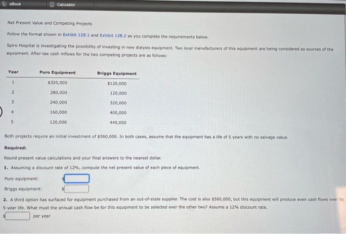 Solved eBook Calculator Net Present Value and Competing | Chegg.com