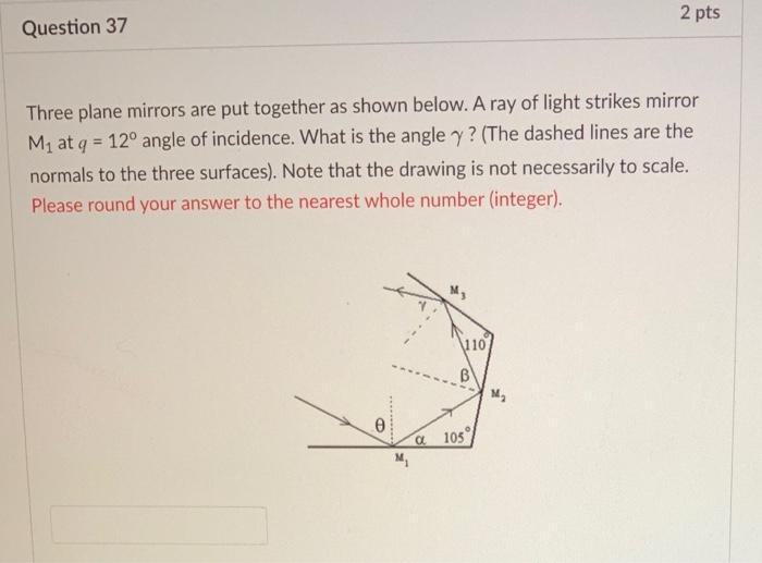 Solved Question 37 Three plane mirrors are put together as | Chegg.com
