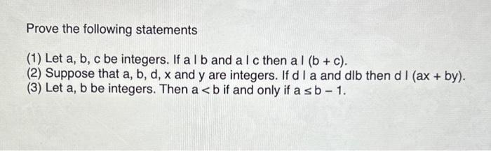 Solved Prove the following statements (1) Let a,b,c be | Chegg.com