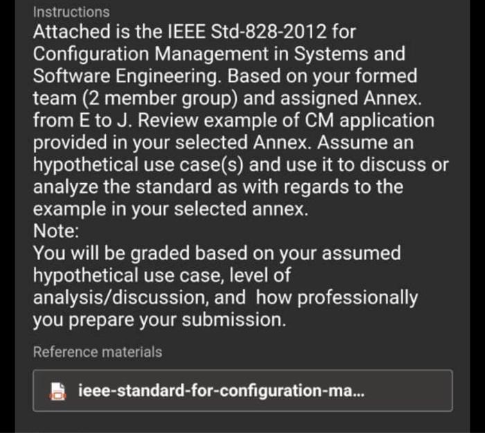 Solved Based on the assigned annex H, Review example of CM | Chegg.com