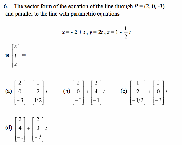 Solved The vector form of the equation of the line through P | Chegg.com