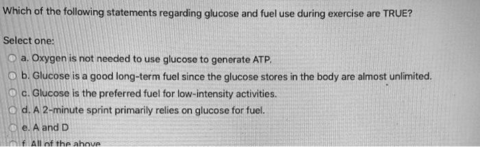 Solved Which of the following statements regarding glucose | Chegg.com