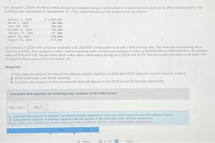 Solved On January 1, 2024, the Mason Manufacturing Company | Chegg.com