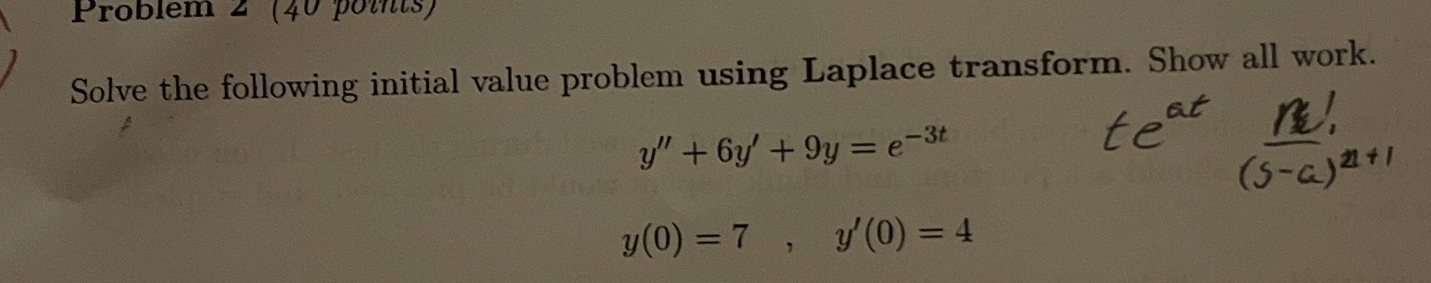 Solved Solve the following initial value problem using | Chegg.com
