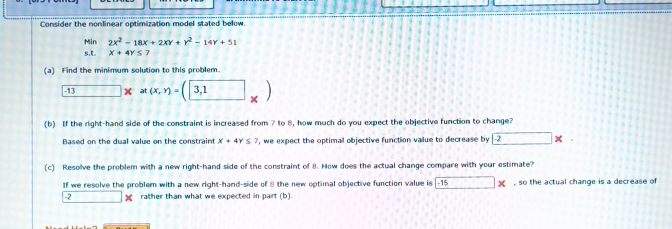 Solved Consider The Nonlinear Optimization Model Stated